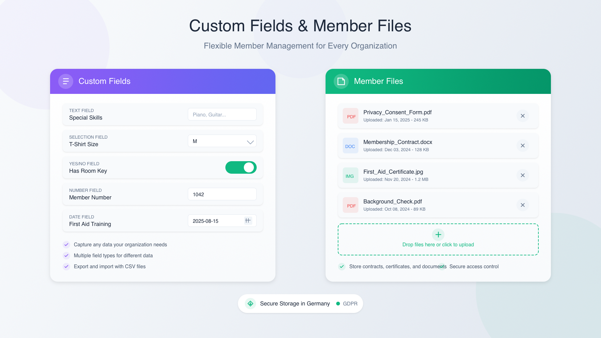 Manage Custom Fields and Files for Choir Members