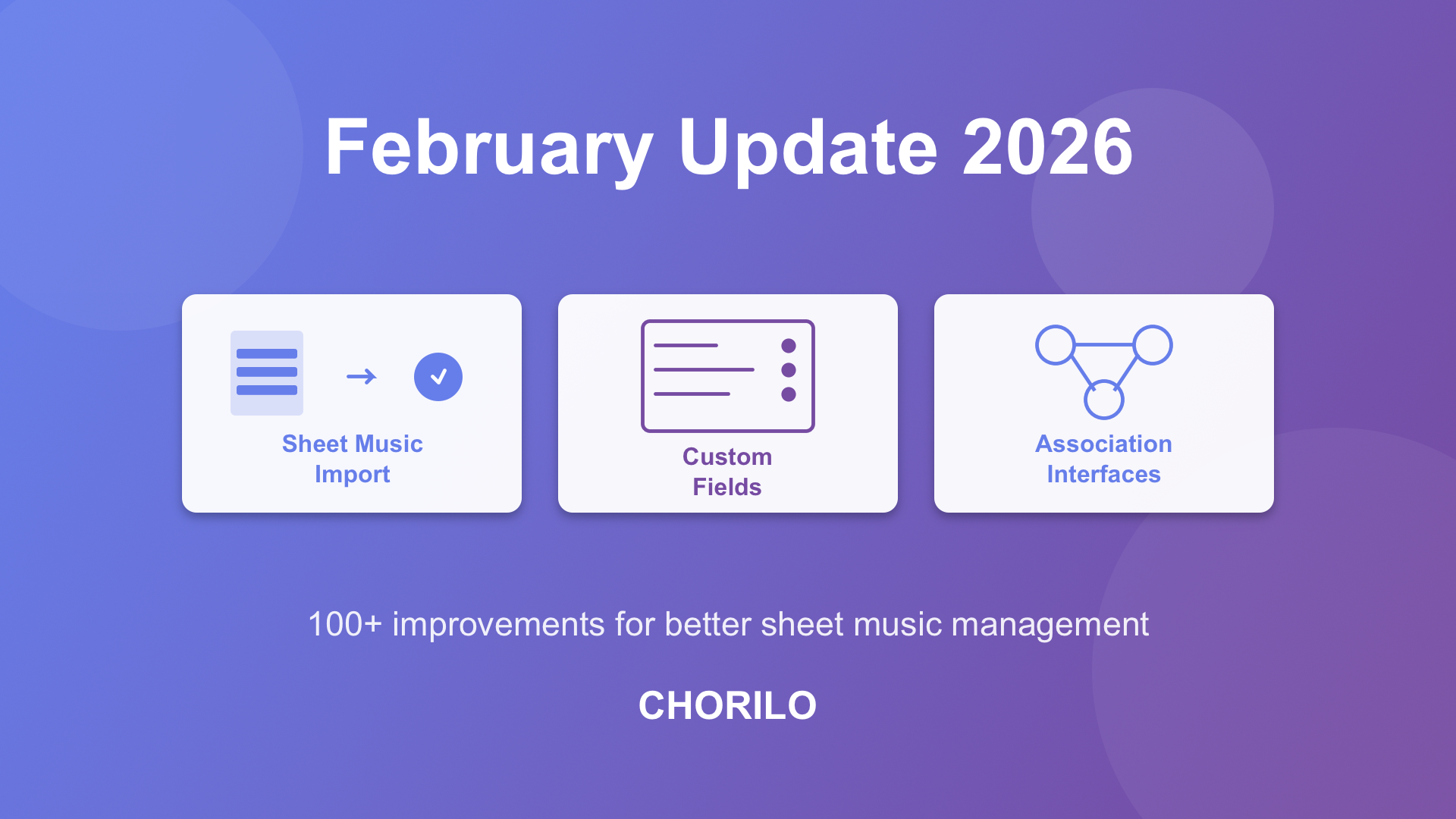 February Update: Sheet Music Import, Custom Fields and Association ...